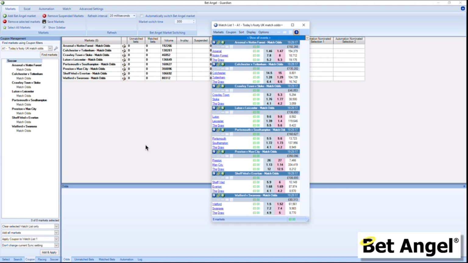 Betfair trading software | Trade one market, automatically watch another!